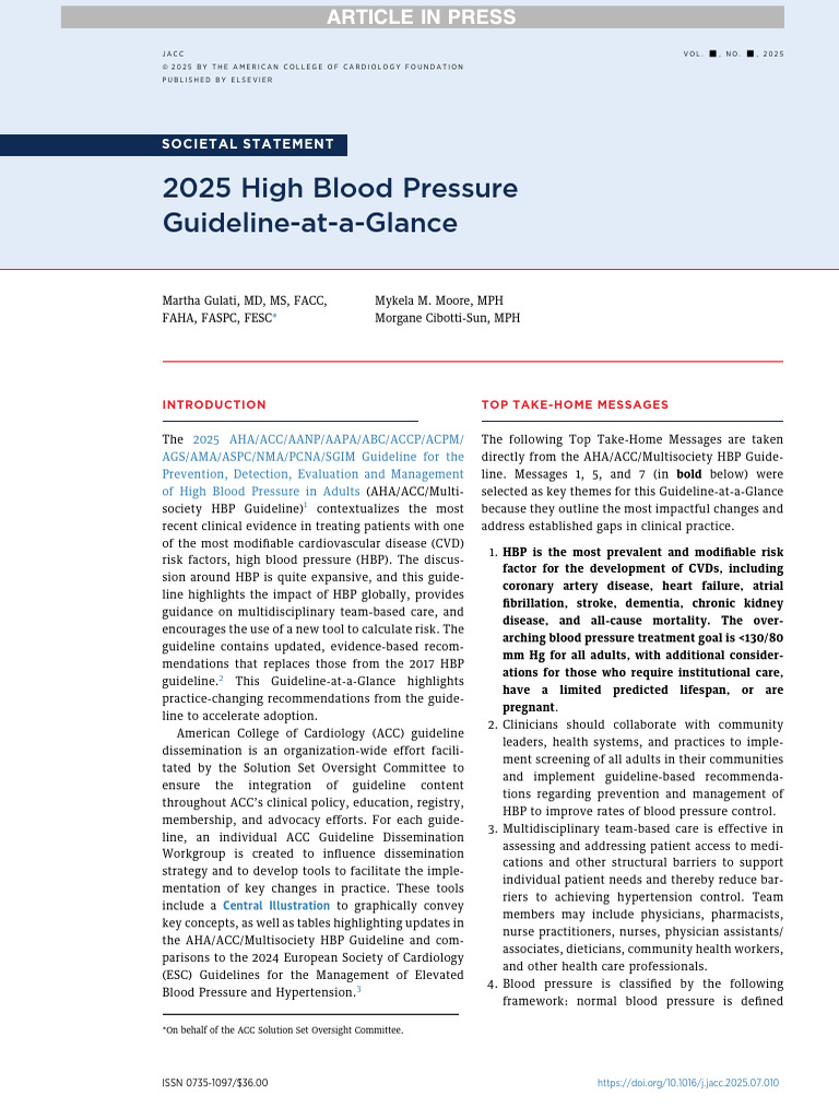 2025 High Blood Pressure Guidelines Overview | PDF | Hypertension ...