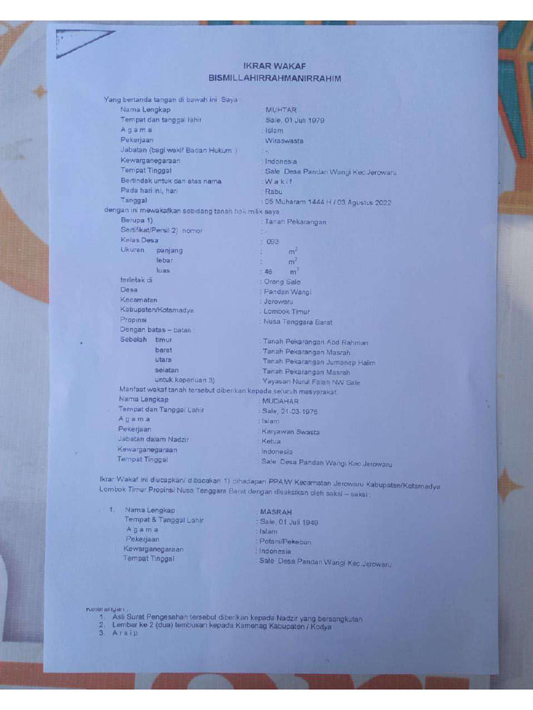 Surat Wakaf Baru | PDF