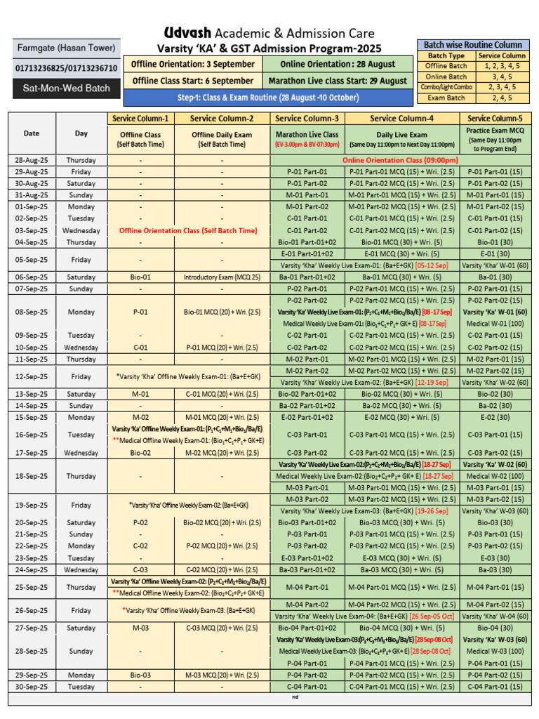 Farmgate Varsity Ka Routine 1 | PDF | English Language | Part Of Speech