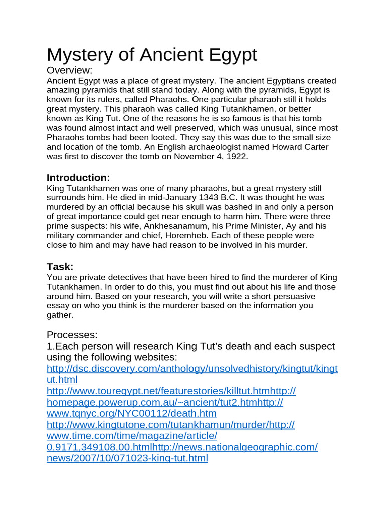 Unraveling King Tut's Murder Mystery | PDF | Tutankhamun | Ancient Egypt