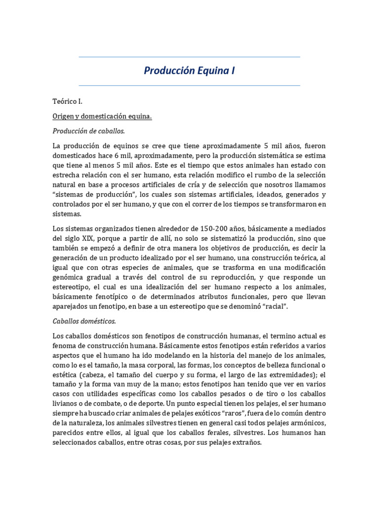 Producción Equina Apuntes Teoricos.. | PDF | Burro | Caballos