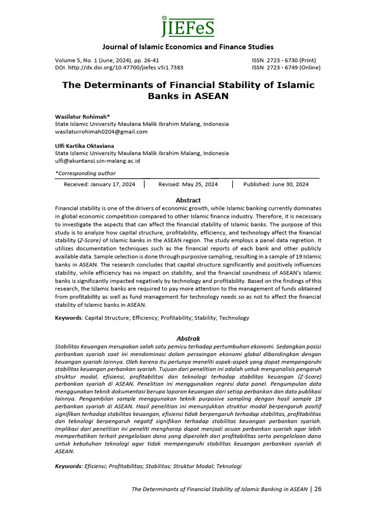 Financial Stability in ASEAN Islamic Banking | PDF | Capital Structure ...