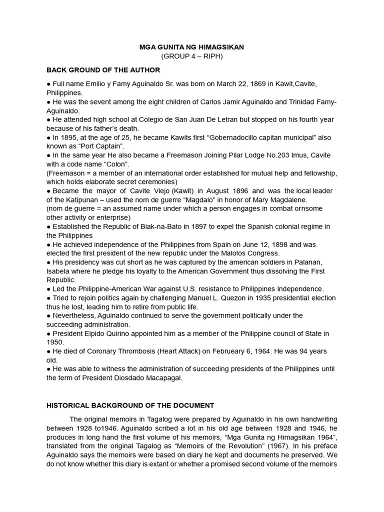 Mga Gunita NG Himagsikan | PDF | Philippines–Spain Relations | Spanish ...
