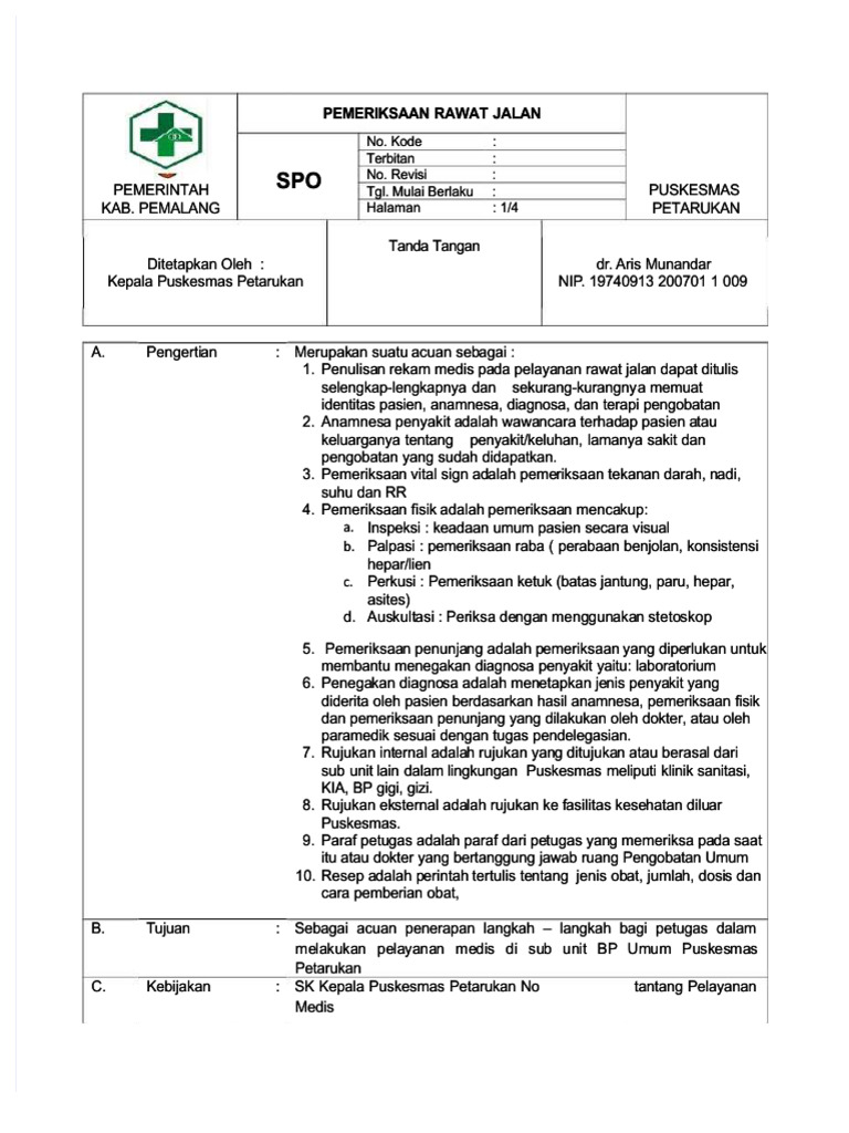 PDF Sop Pelayanan Rawat Jalan Compress | PDF