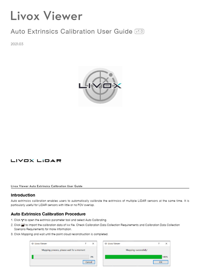 Livox Viewer Auto Calibrate Manual | PDF | Lidar | Calibration