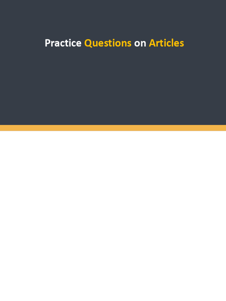 Articles Practice Questions for ESL | PDF