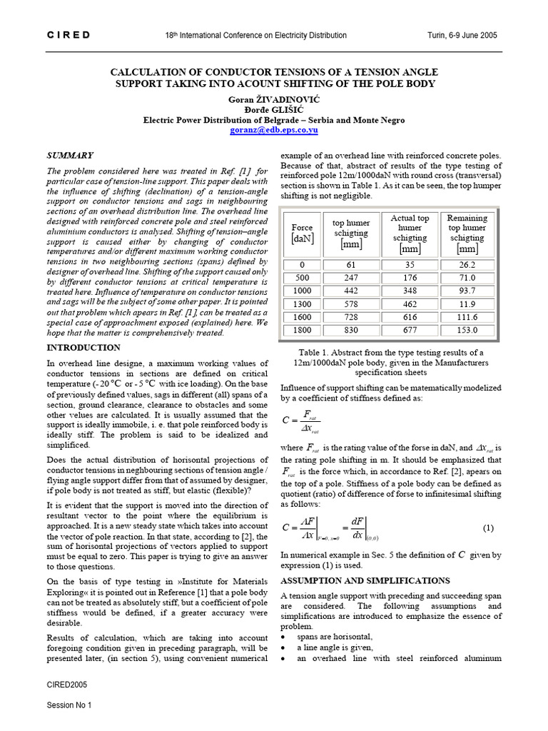 Calculation of Conductor Tensions of A T | PDF | Equations | Angle