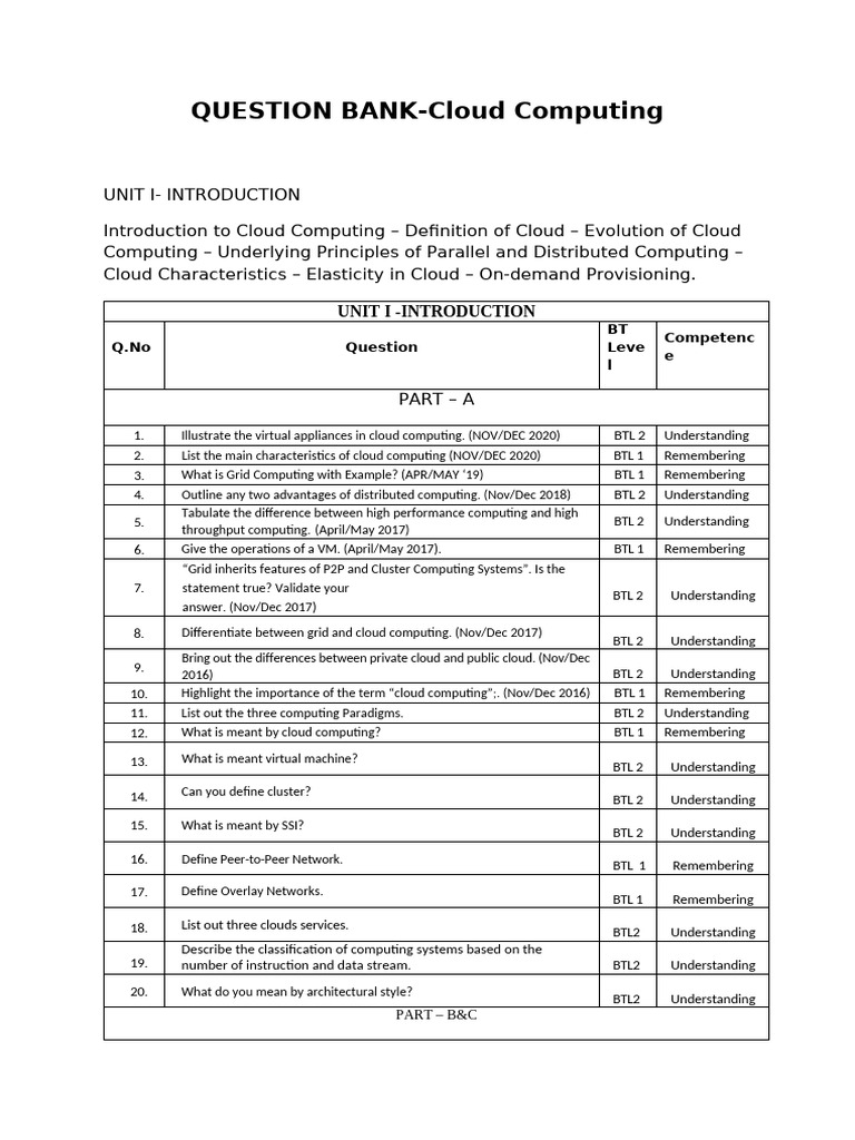 Question Bank Cloud Computing | PDF | Apache Hadoop | Cloud Computing