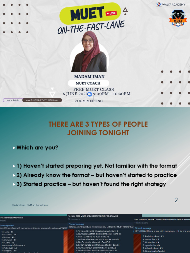 5 June 2023 - Muet On The Fast Lane 2023 | PDF | Multiple Choice