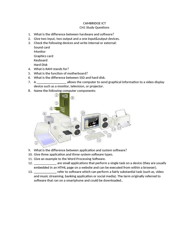 Cambridge ICT Study Questions Guide | PDF
