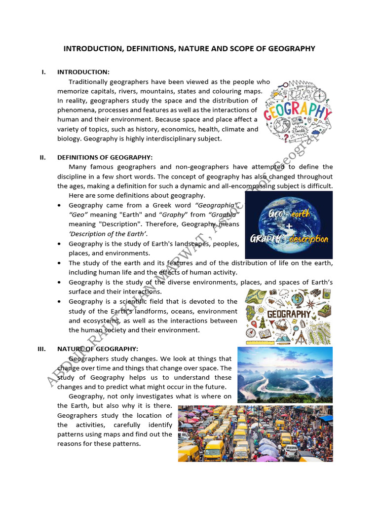 Scope and Nature of Geography Explained | PDF | Geography | Natural ...