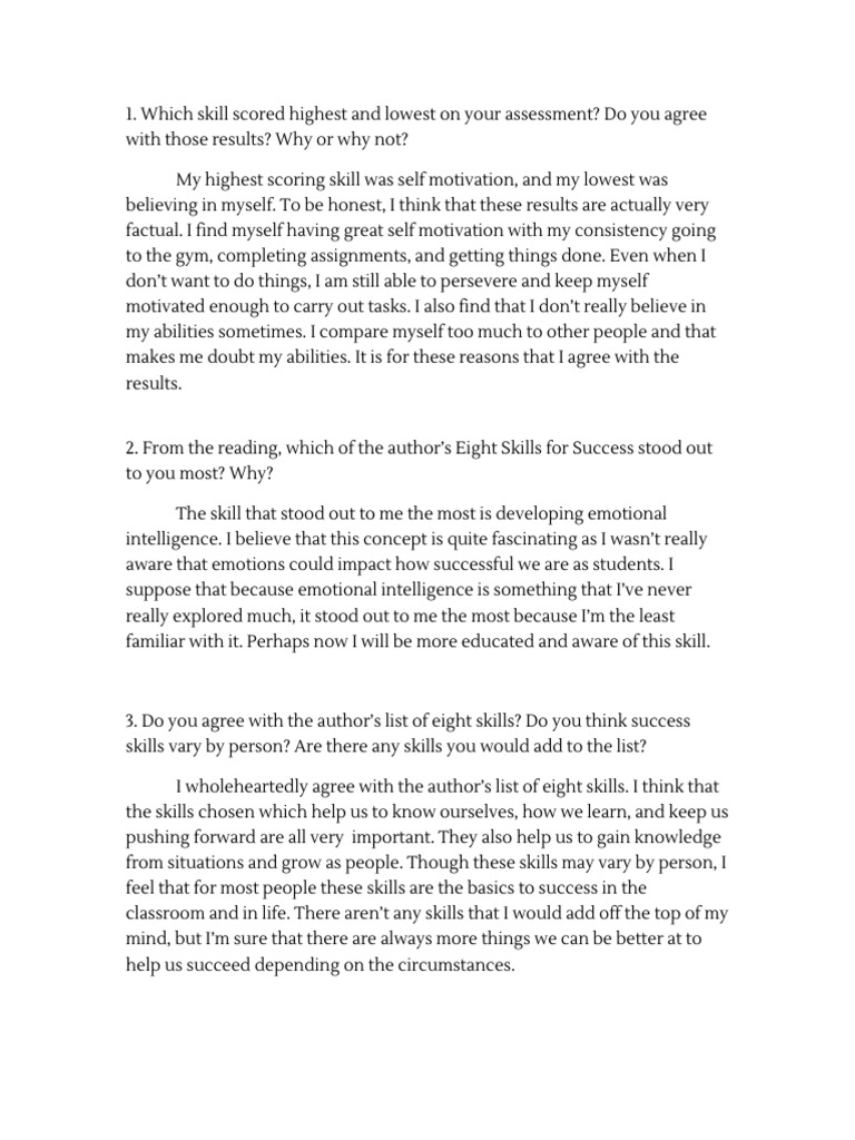 Reflection 1 Eight Skills | PDF | Motivational | Motivation