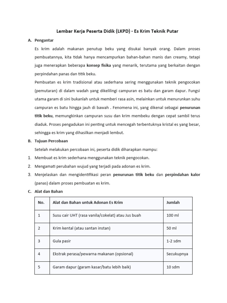 Cara Membuat Es Krim Sederhana Teknik Putar | PDF
