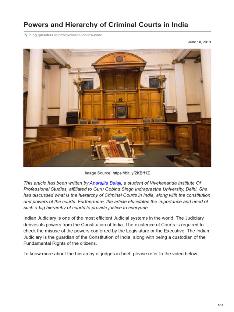 Blog - Ipleaders.in-Powers and Hierarchy of Criminal Courts in India | PDF | Supreme Courts ...