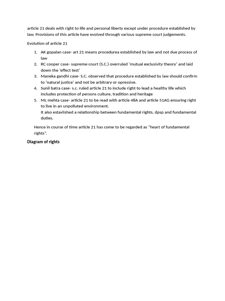 Evolution of Article 21 in India | PDF