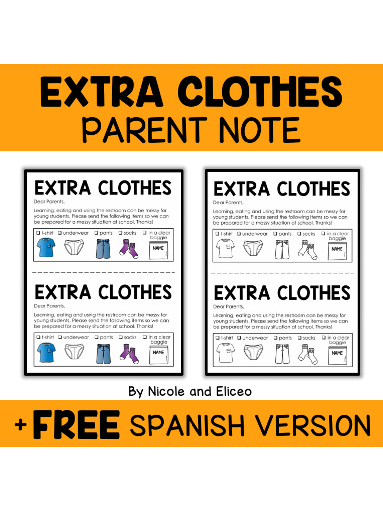 Extra Clothes: Parent Note | PDF | Publishing | New Media