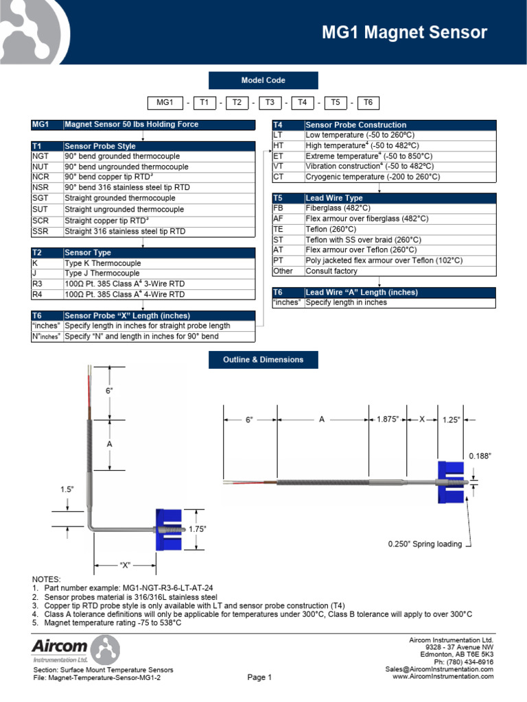 Magnet Temperature Sensors Overview | PDF | Thermocouple | Mechanical ...