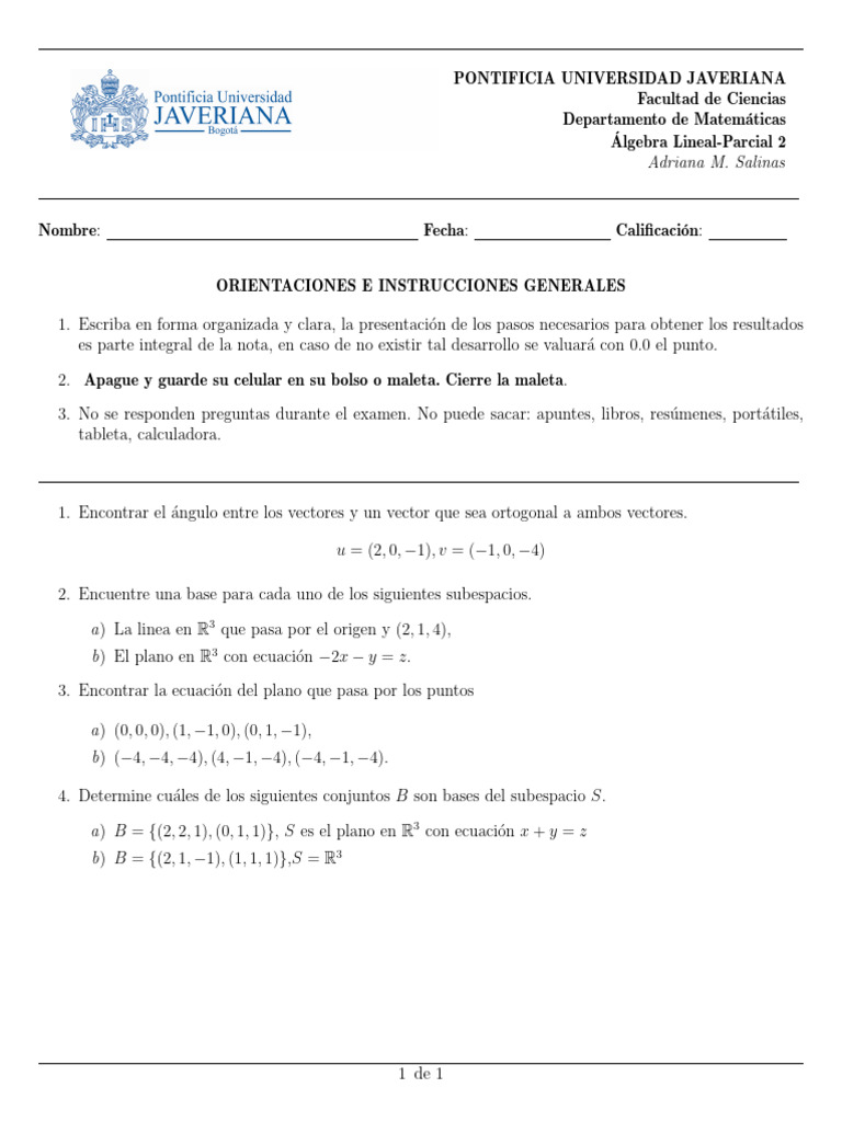 P2 Álgebra Lineal | PDF