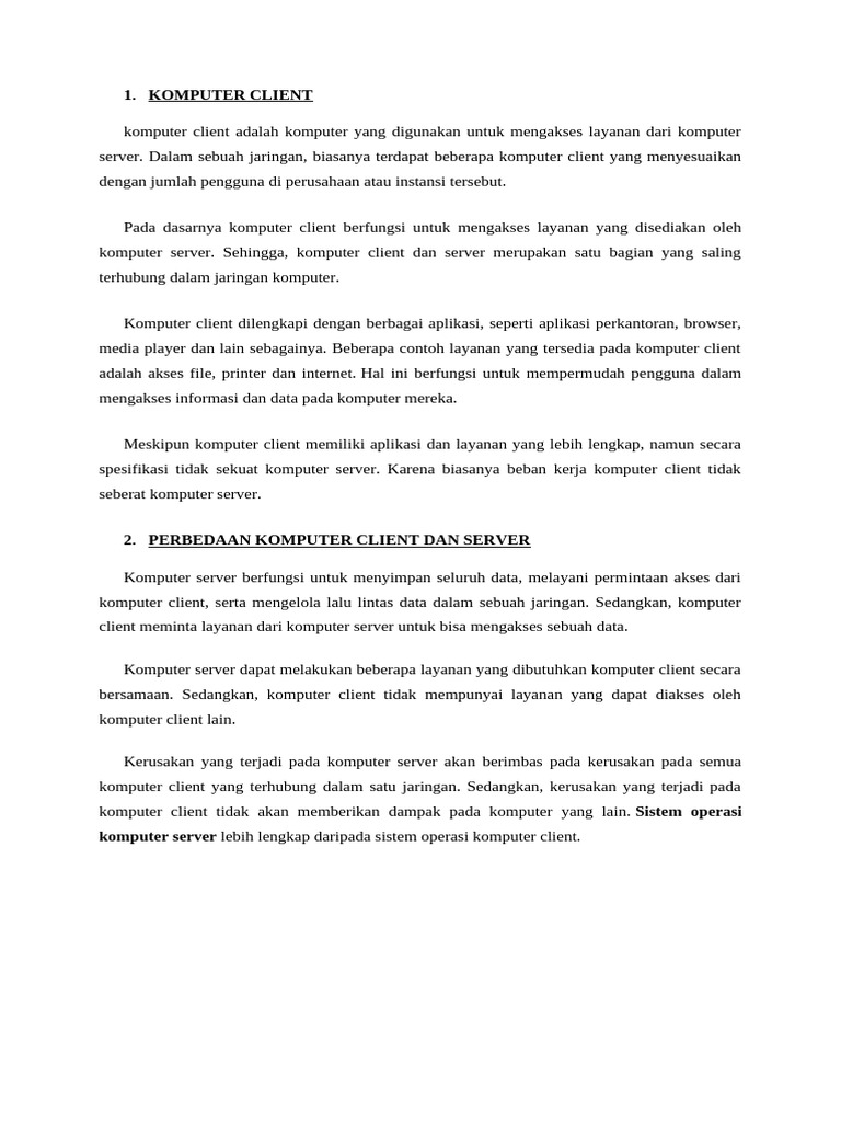 Pengertian dan Fungsi Komputer Client | PDF