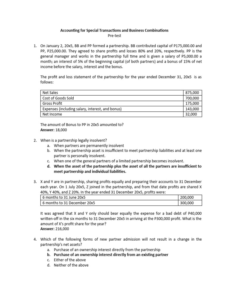 AST Tutorials 25 Pre Test | PDF | Franchising | Partnership