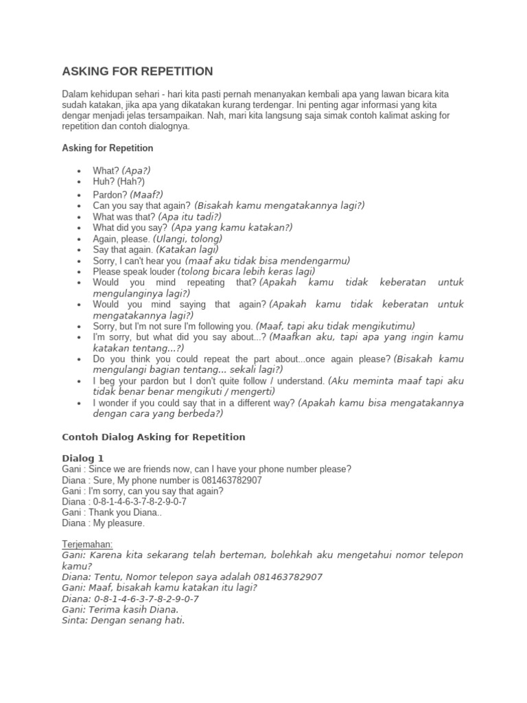 Asking For Repetition | PDF