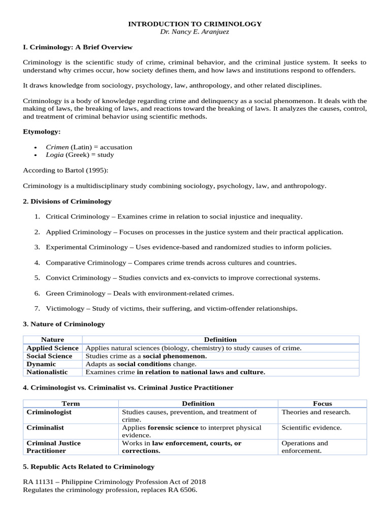 Introduction To Criminology Handouts | PDF | Crimes | Crime & Violence