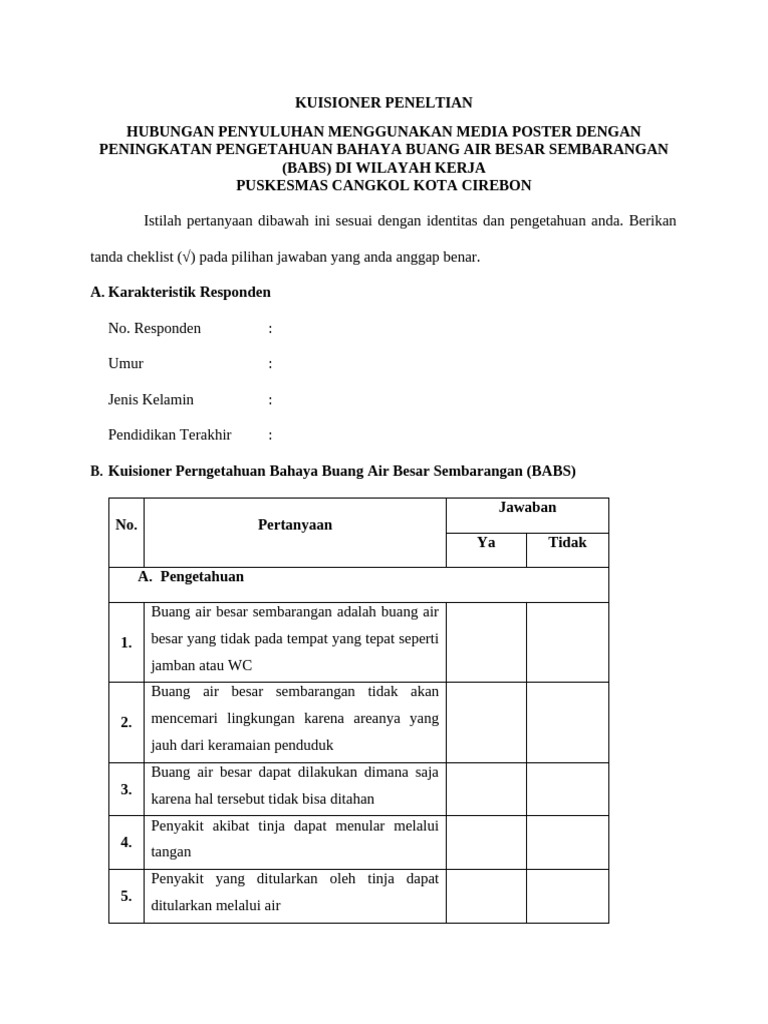 Kuisioner Peneltian | PDF