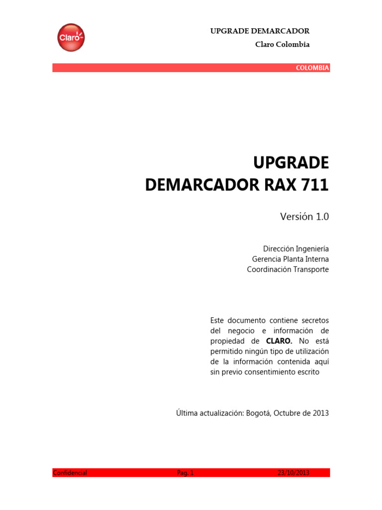 Upgrade Demarcador RAX711 Claro Colombia | PDF | Protocolo de ...