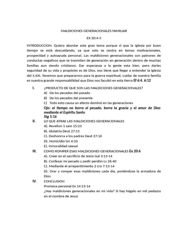 Rompiendo Maldiciones Generacionales | PDF