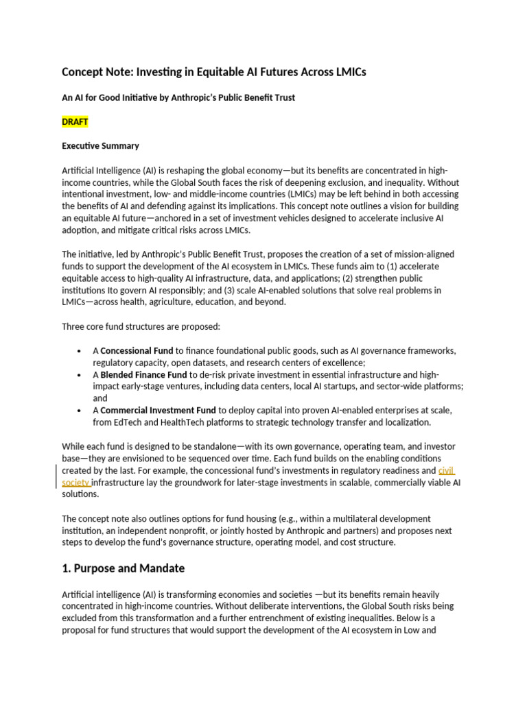 AI Fund Concept Note v5 | PDF | Artificial Intelligence | Intelligence ...