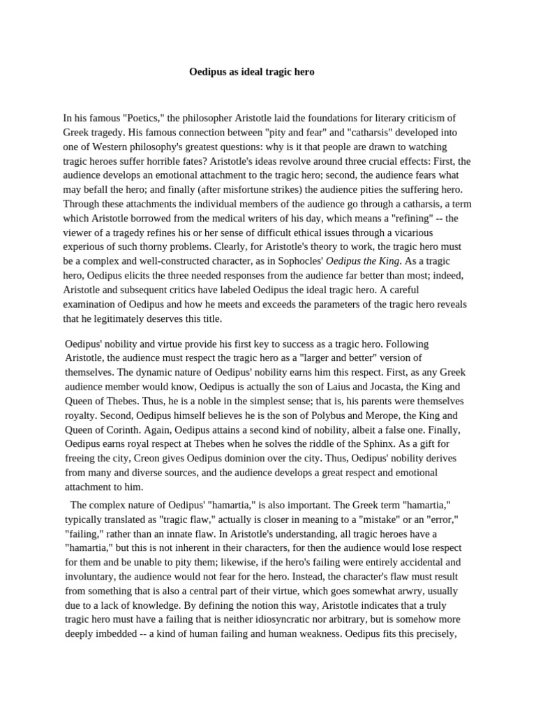 Oedipus As Ideal Tragic Hero | PDF | Oedipus | Tragedy
