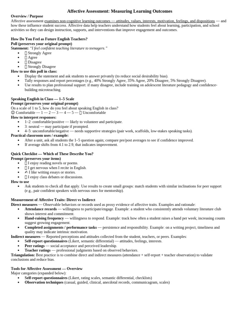 Affective Assessment | PDF | Self Report Study | Attitude (Psychology)