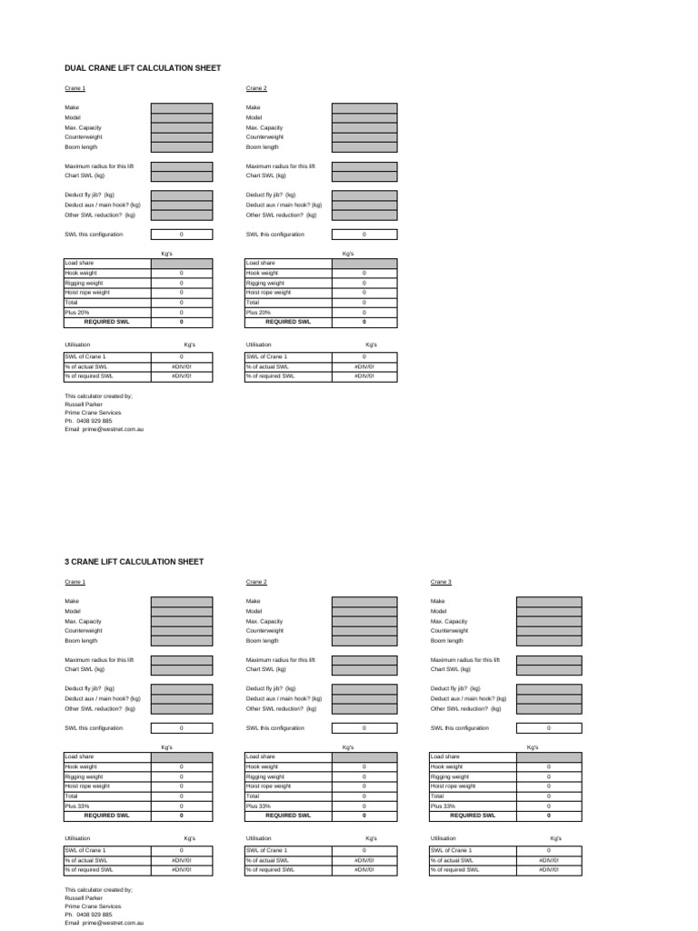 Dual Crane Lift SWL Calculation Guide | PDF | Crane (Machine) | Equipment