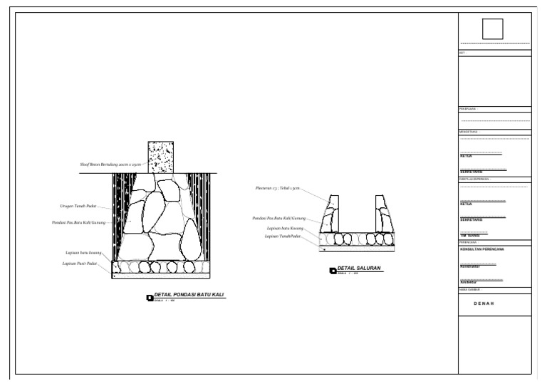 Detail Pondasi Batu Kali dan Struktur | PDF