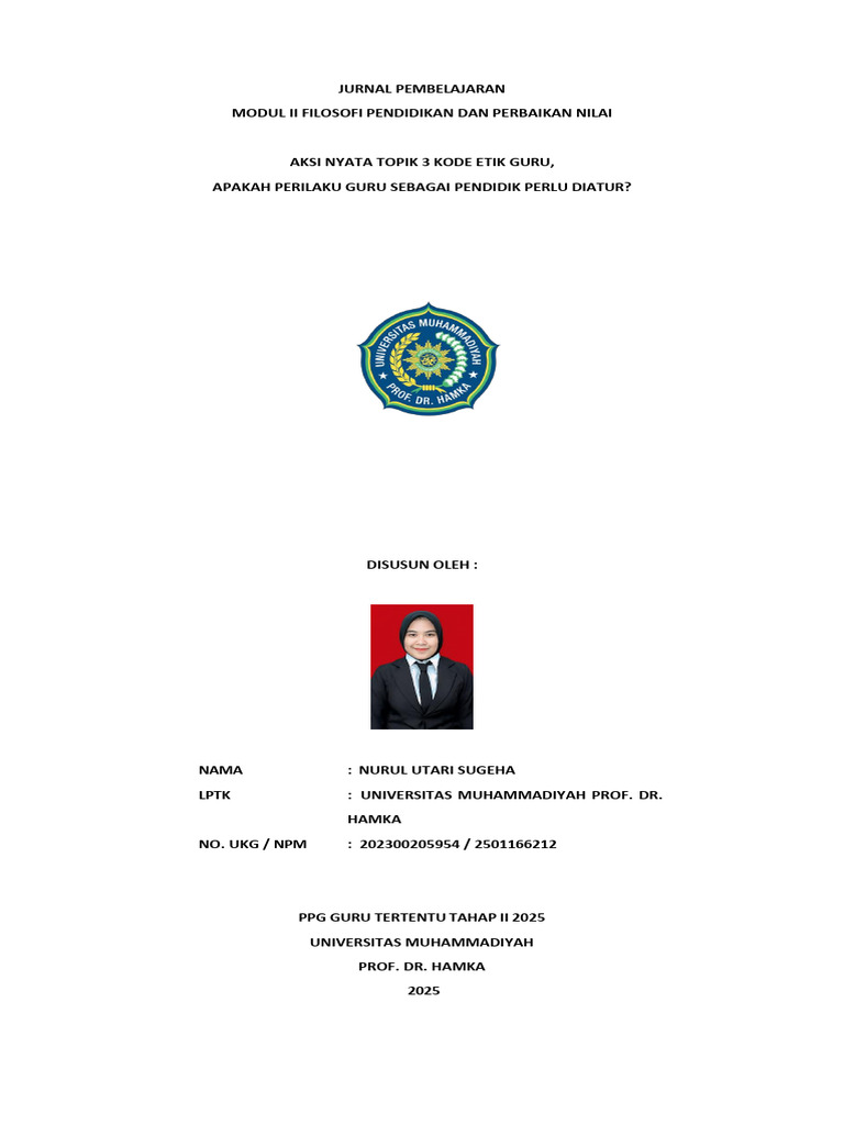 Nurul Utari Sugeha_2501166212_Aksi Nyata Kode Etik Guru (1) | PDF