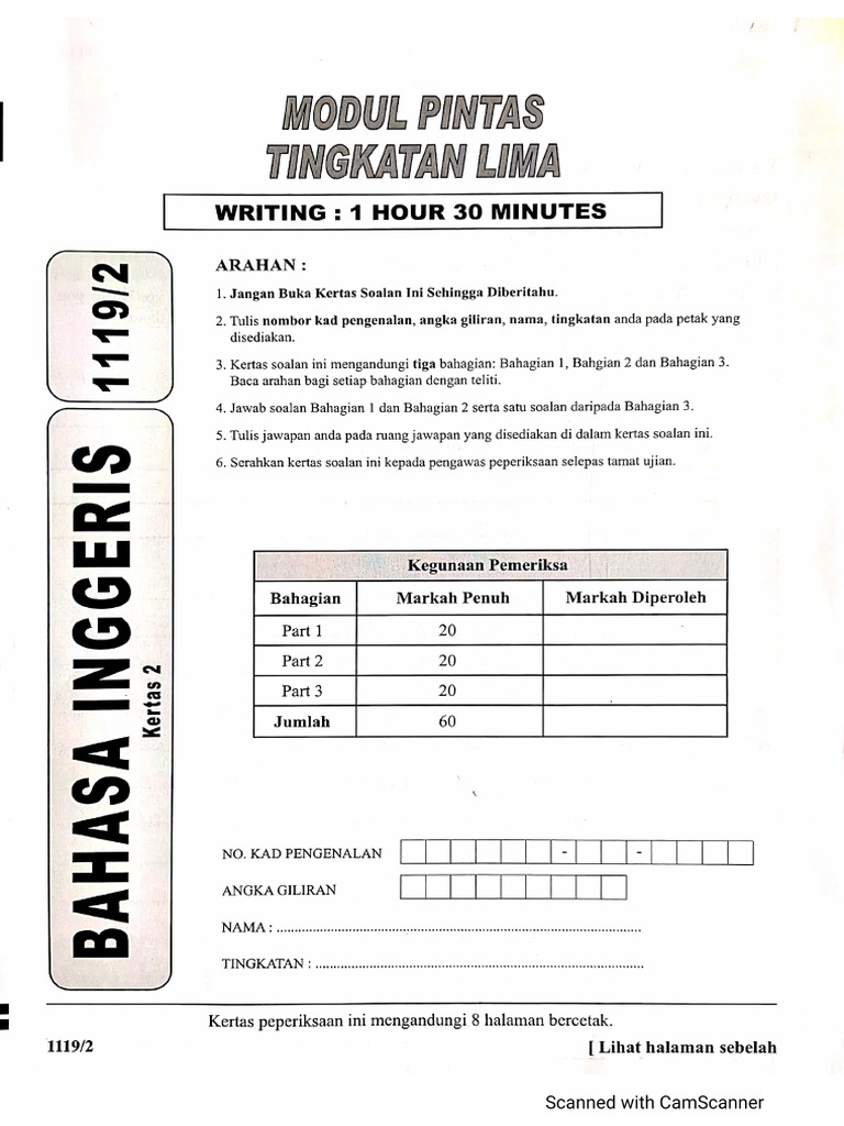 Kertas Trial English Selangor k2 Set 2 | PDF