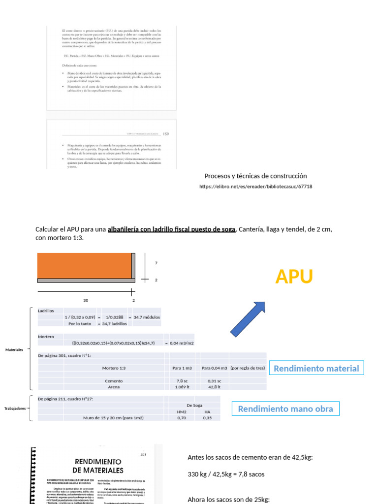 Ejemplo APU Albañilería | PDF | Materiales | Material compuesto