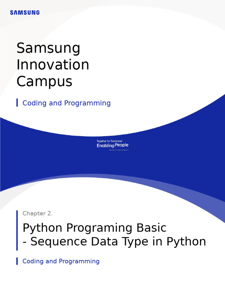 SIC - C - P - Chapter 2. Python Programing Basic - Sequence Data Type in Python - v1.0 | PDF ...