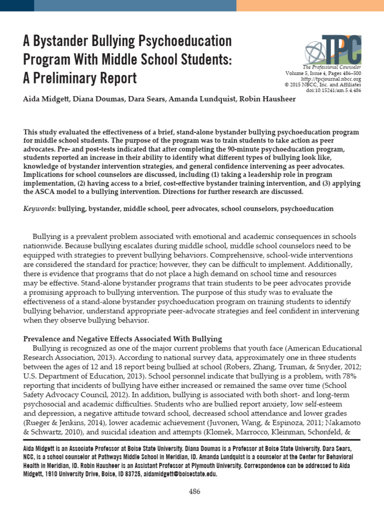 A Bystander Bullying Psychoeducation | PDF | Bullying | School Counselor