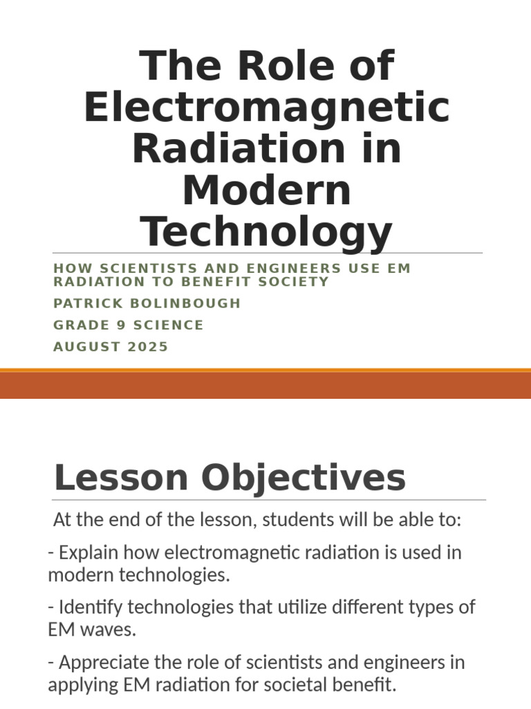 EM Radiation Technology Lesson | PDF | Electromagnetic Radiation ...