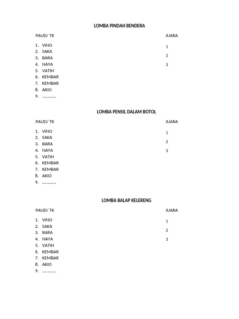 Lomba Pindah Bendera | PDF