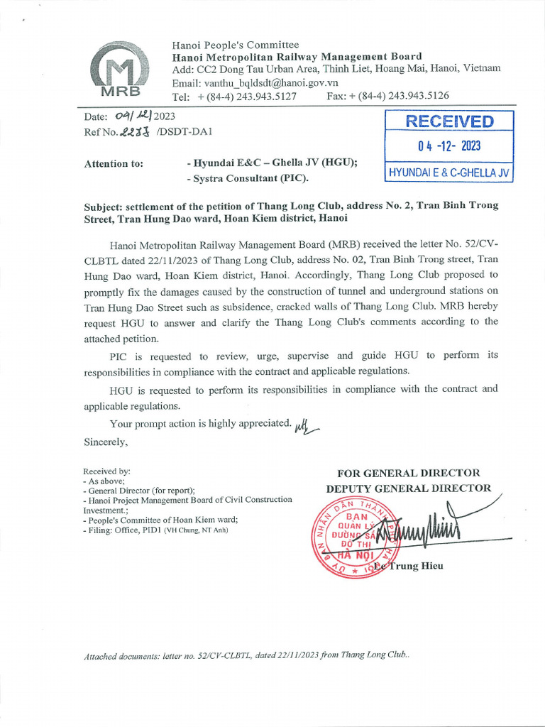 2277 DSDT-DA1 Settlement of The Petition of Thang Long Club, No. 2 ...