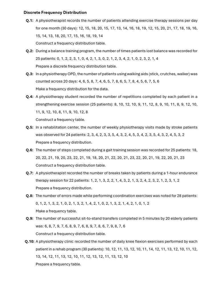 Frequency Distribution in Physiotherapy Data | PDF | Physical Therapy ...