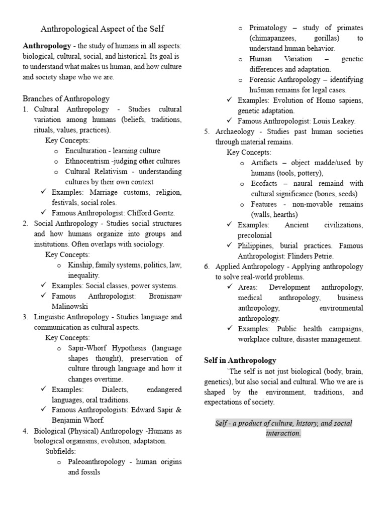 Understanding the Self in Anthropology | PDF | Anthropology | Liberal ...