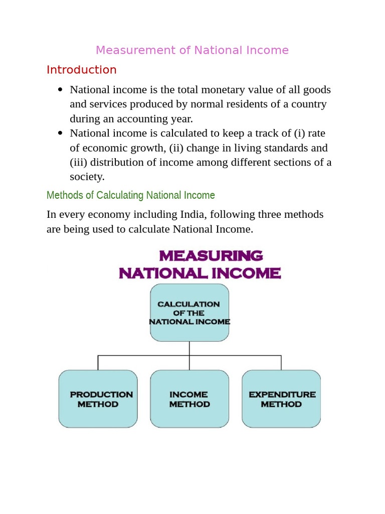 National Income Measurement Methods | PDF | Measures Of National Income ...