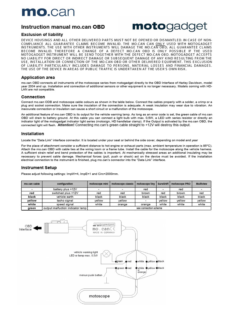 mo.can OBD Installation Guide | PDF | Electrical Connector ...