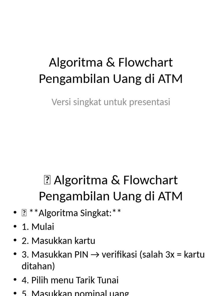 Algoritma Dan Flowchart ATM | PDF