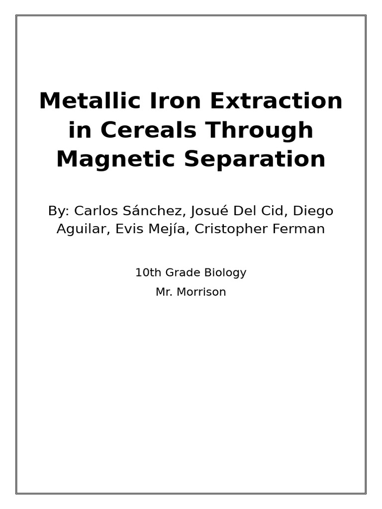 Metallic Iron Extraction in Cereals Through Magnetic Separation | PDF ...