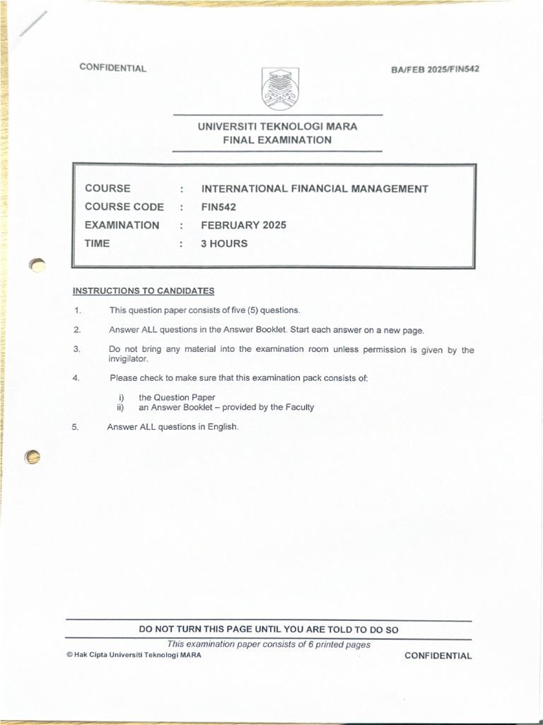 Fin542 Feb2025 | PDF