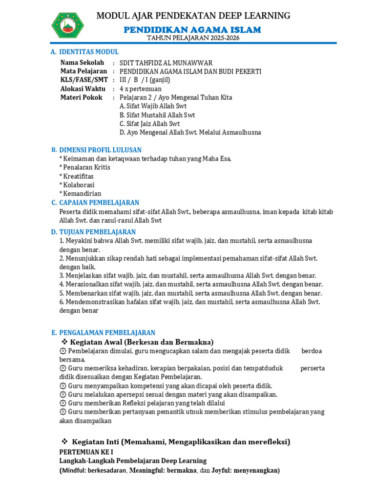 Modul Ajar Bab 2 Kls 3 | PDF